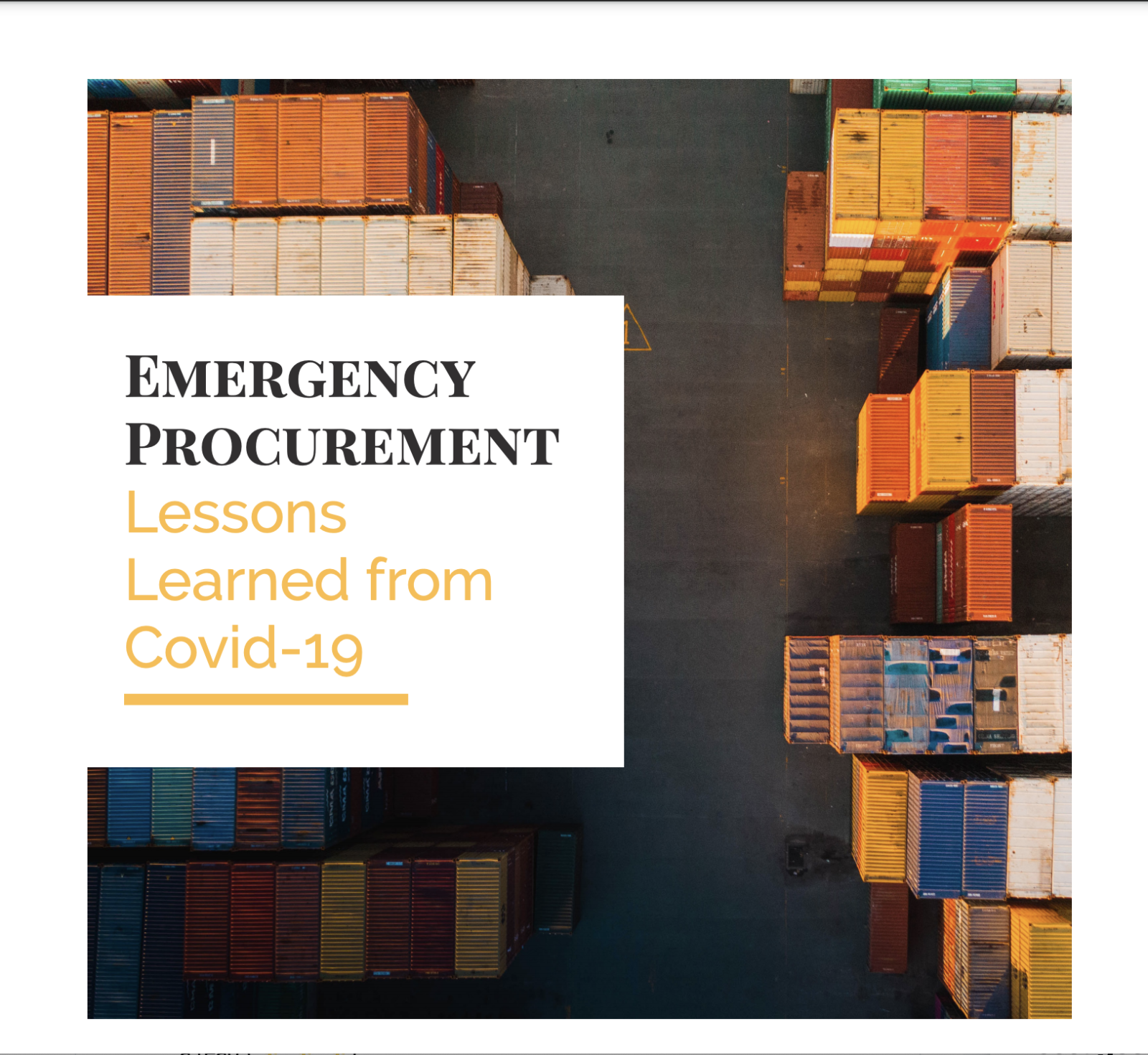 Emergency Procurement: Lessons Learned from Covid-19 Report & Indicator ...